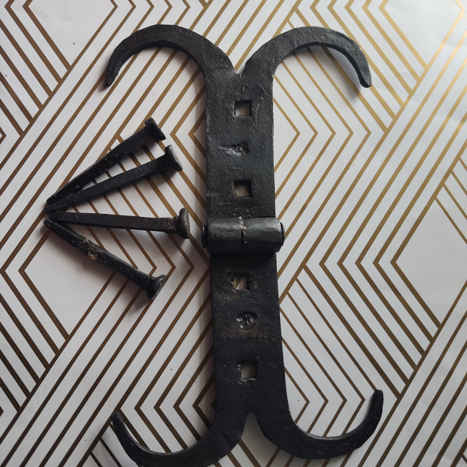 Hand Forged Hinge Set Includes Forged Nails. 2 Hinges, 1 Hasp - Etsy