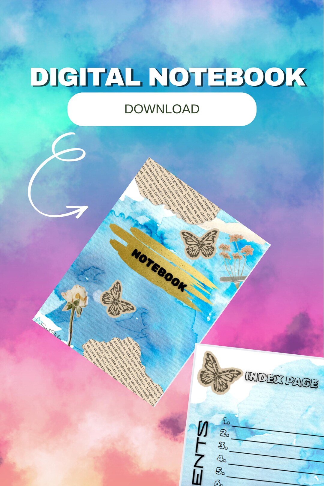 Blue Digital Notebook for Goodnotes & Notability (hyperlinked PDF ...