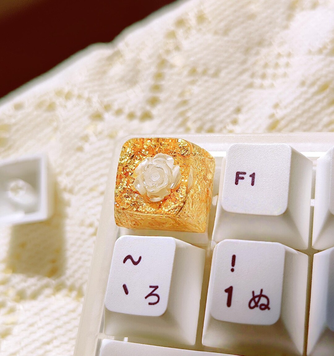 Resin Rose Artisan Keycap: Glitter Handmade ESC Key for Cherry MX - Etsy