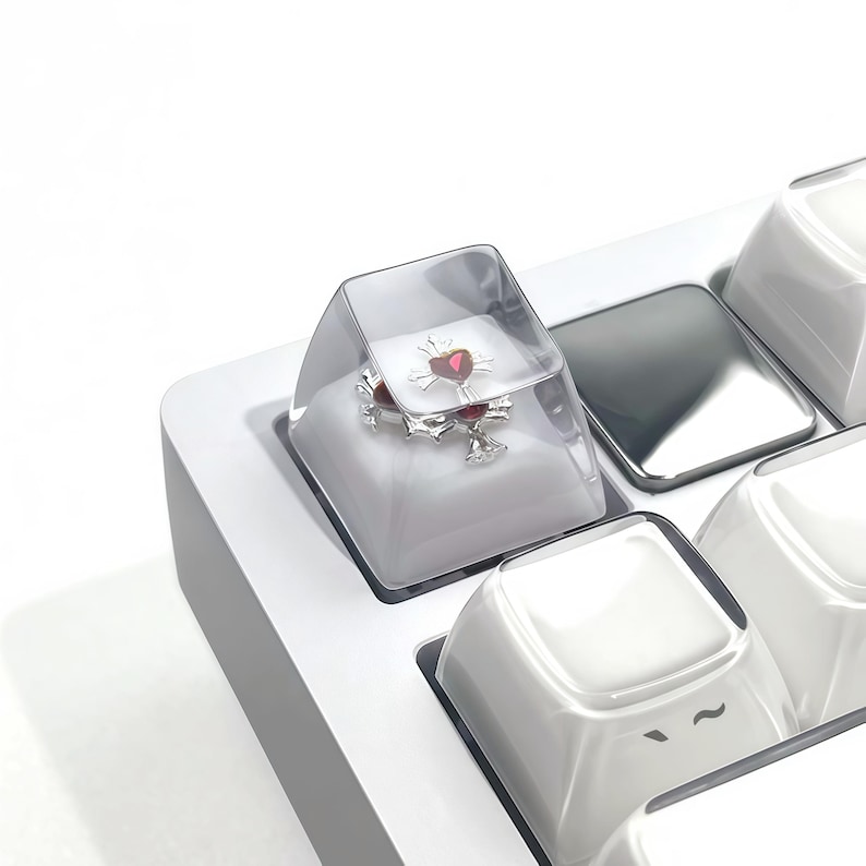 Gothic Cross Resin Keycap, Metal Heart Inlay, Handmade MX Switch - Etsy