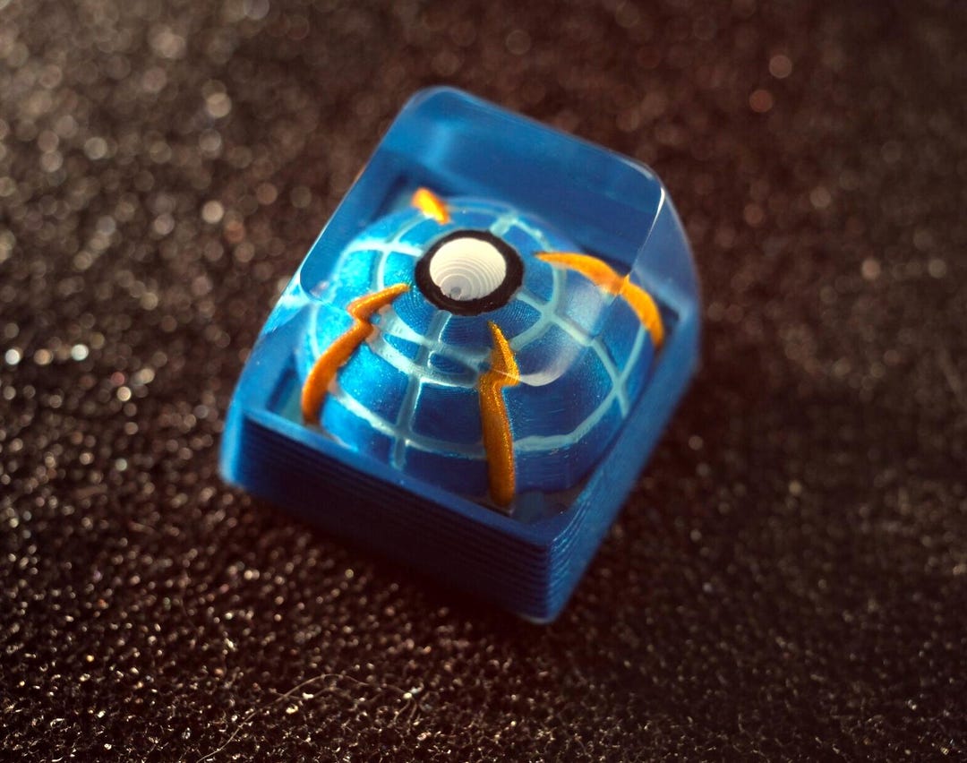 Blue Resin Artisan Switch Topper With Web Pattern, Handcrafted ...