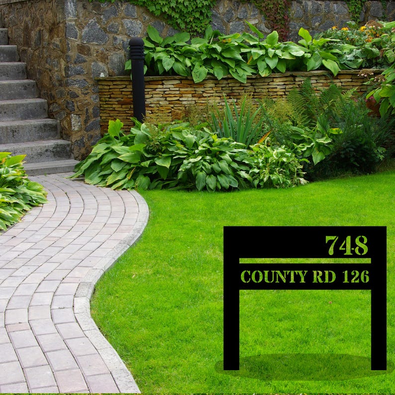 Personalized Modern House Number Sign, Custom Address Garden Stake ...