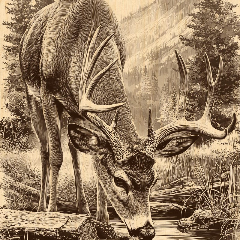 Deer on Wood Artwork - Etsy