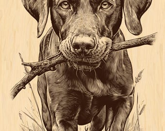 Golden Retriever PNG | Rustic Wood Engraving Dog Design | Hunting Dog ...