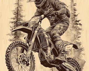 Motocross Rider Wood Engraving PNG | Extreme Sports CNC File | Dirt ...