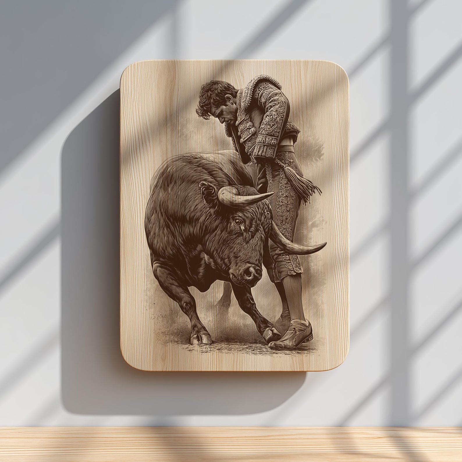 Matador With Bull PNG | Spanish Rustic Wood Engraving Design ...