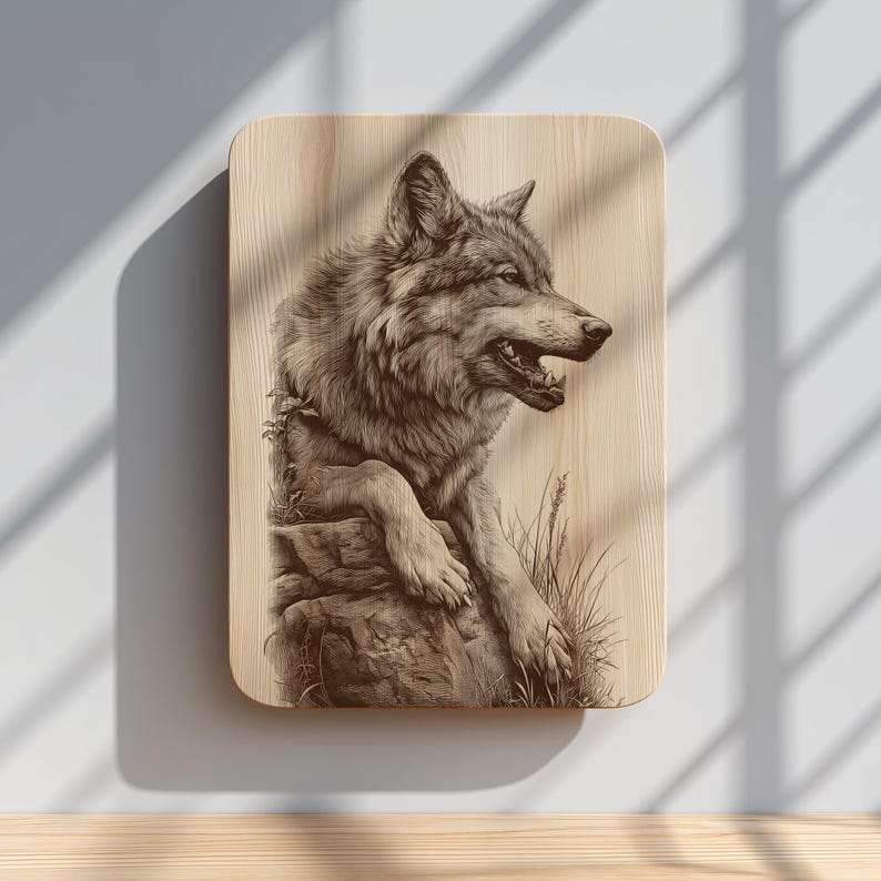 Wolf Engraving PNG | Spirit of the Wild for Glowforge & CNC | Rustic ...