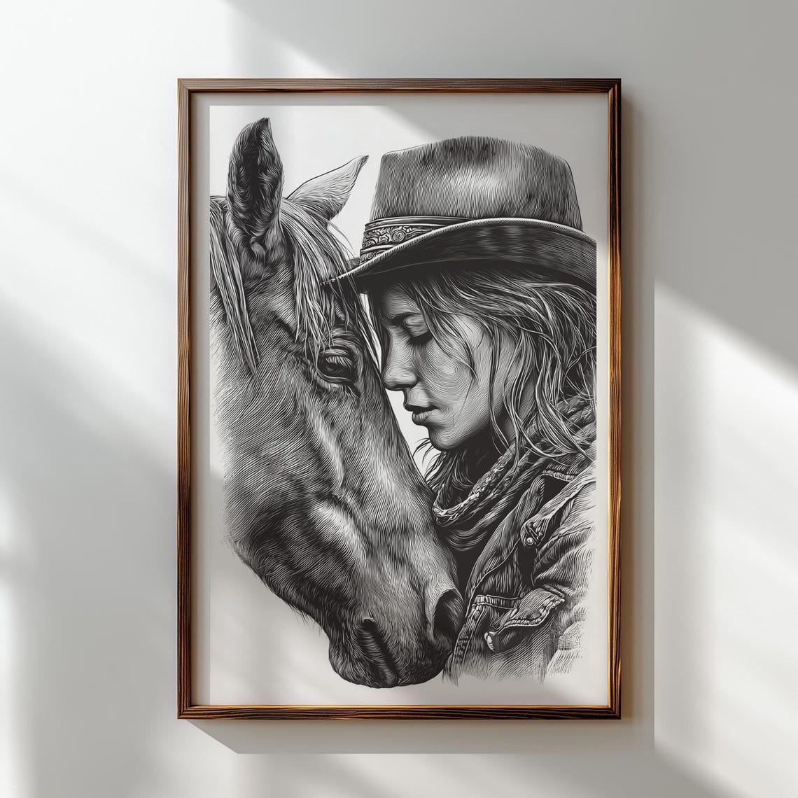 Cowgirl and Horse Engraving PNG | Rustic Western Artwork for CNC ...
