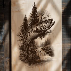 Trout Fish Engraving PNG | Wild River Art | Rustic Laser Engraving File ...