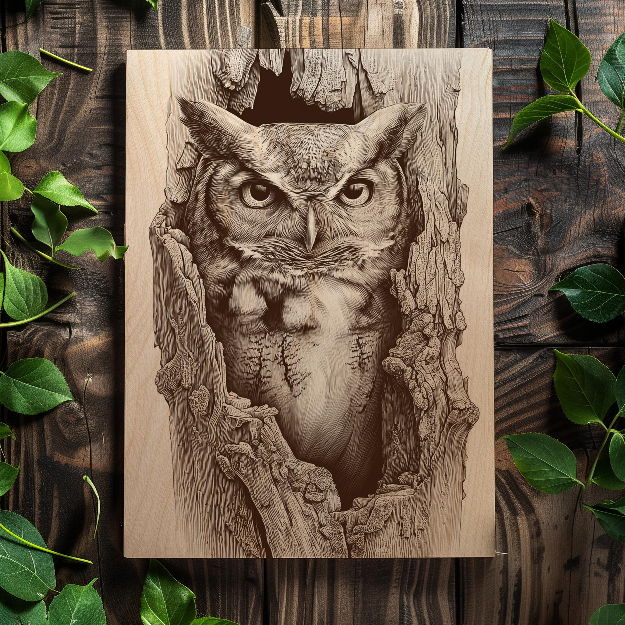 Majestic Owl Engraving PNG | Rustic Woodcut Wildlife Art | Digital File ...