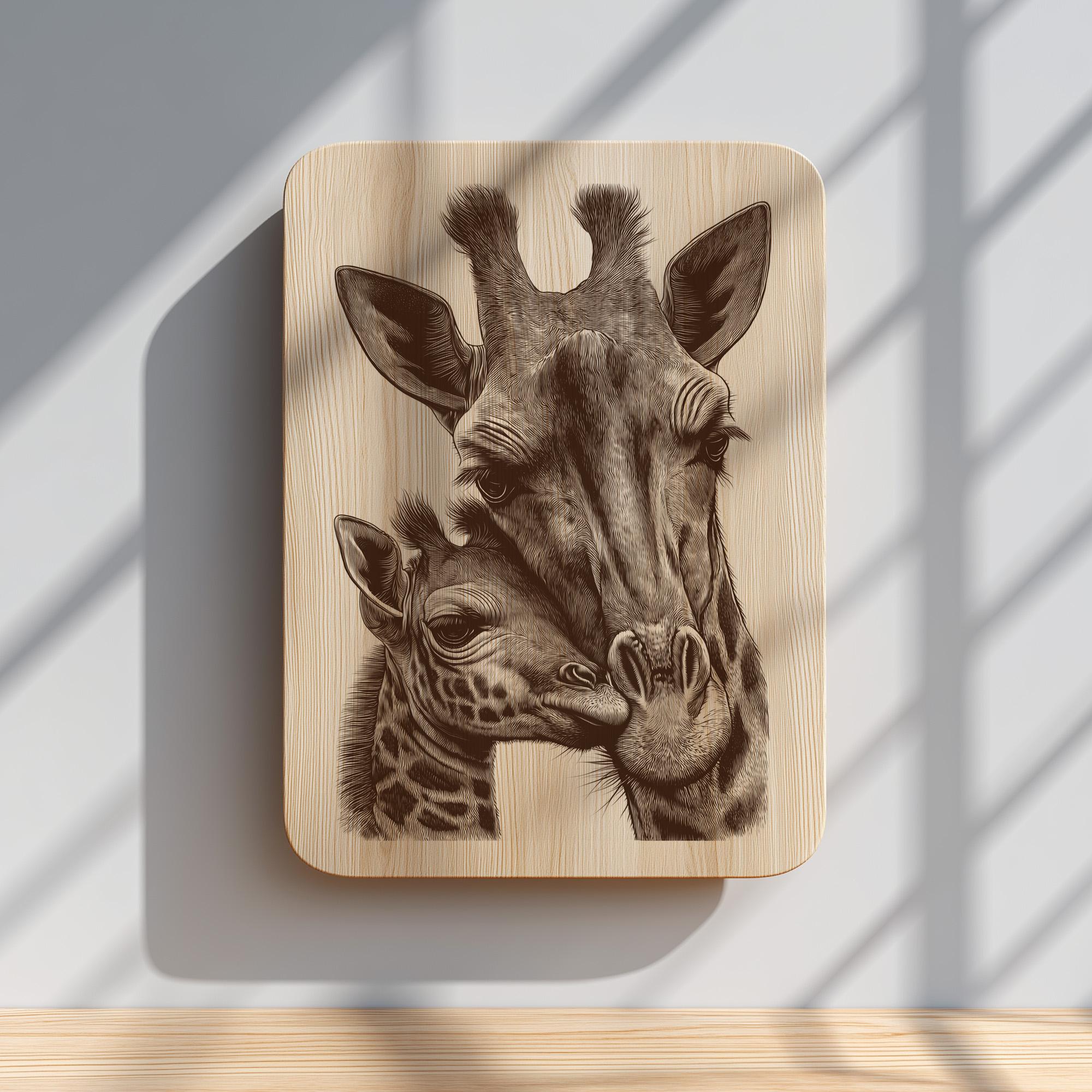 Giraffe Mother and Baby PNG | Rustic Wildlife Engraving Design | Animal ...