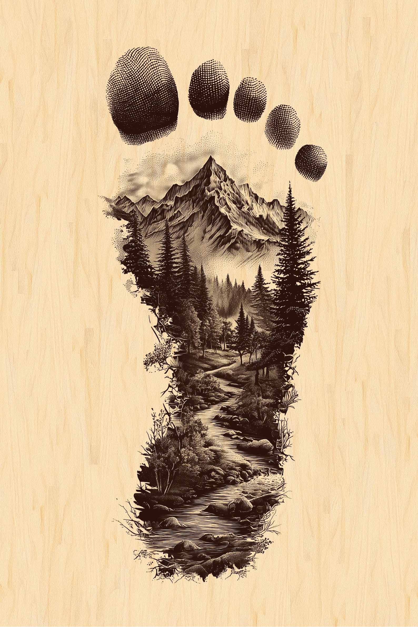 Nature Footprint Engraving PNG | Mountain Forest Trail Clipart ...