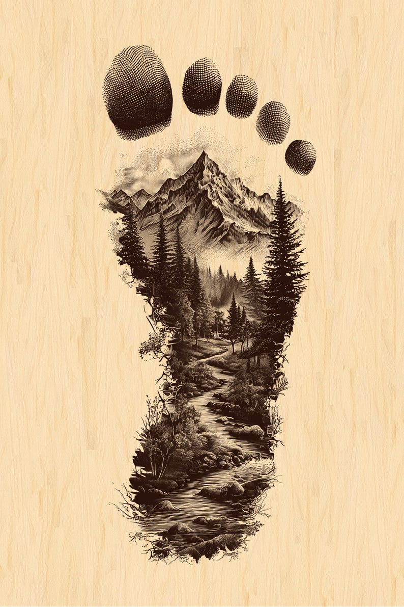 Nature Footprint Engraving PNG | Mountain Forest Trail Clipart ...