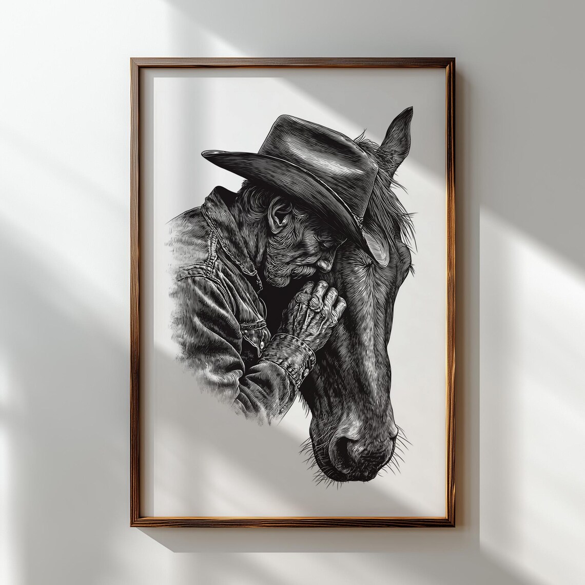 Old Cowboy and Horse Engraving PNG | Western Bond Laser Engraving File ...