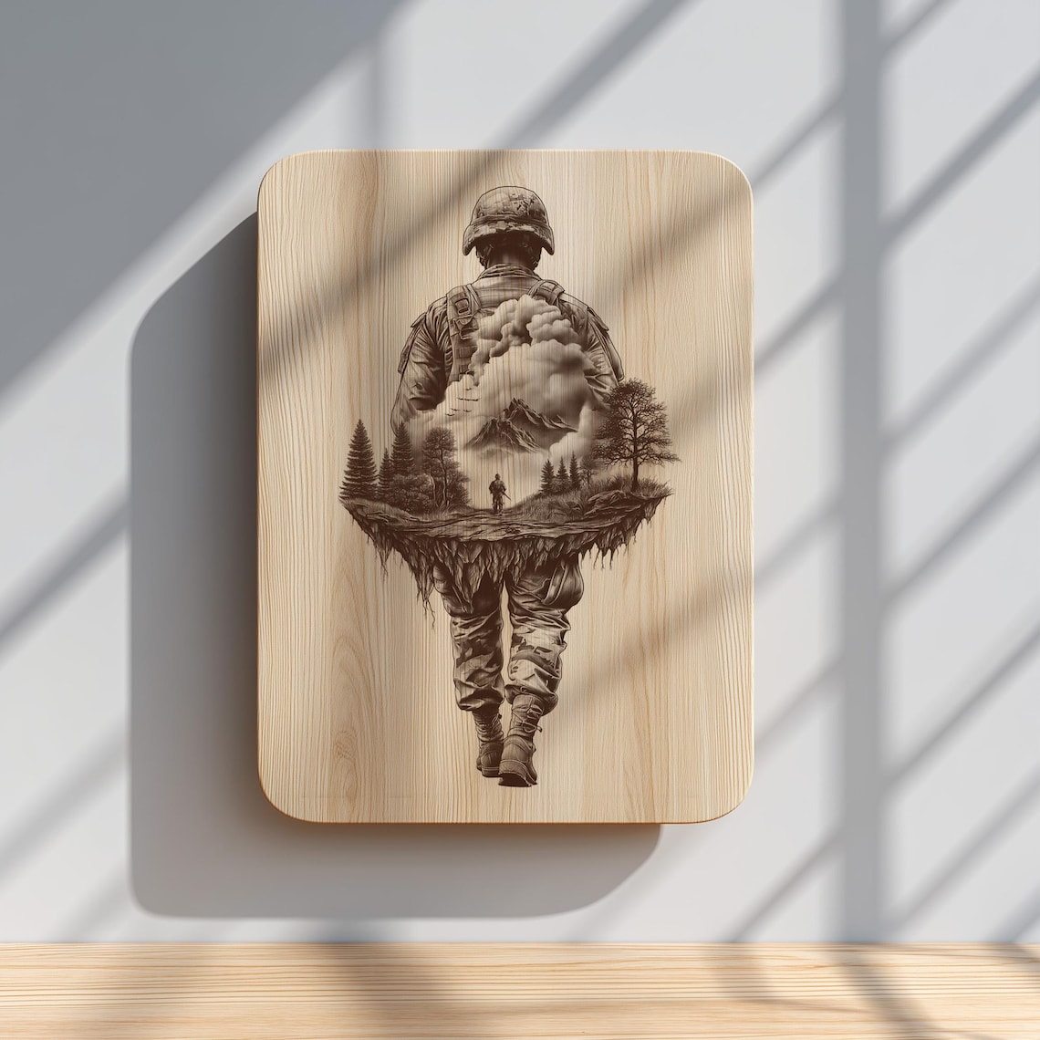 Symbolic Soldier Tribute Engraving PNG | Veteran Memorial Wall Art ...