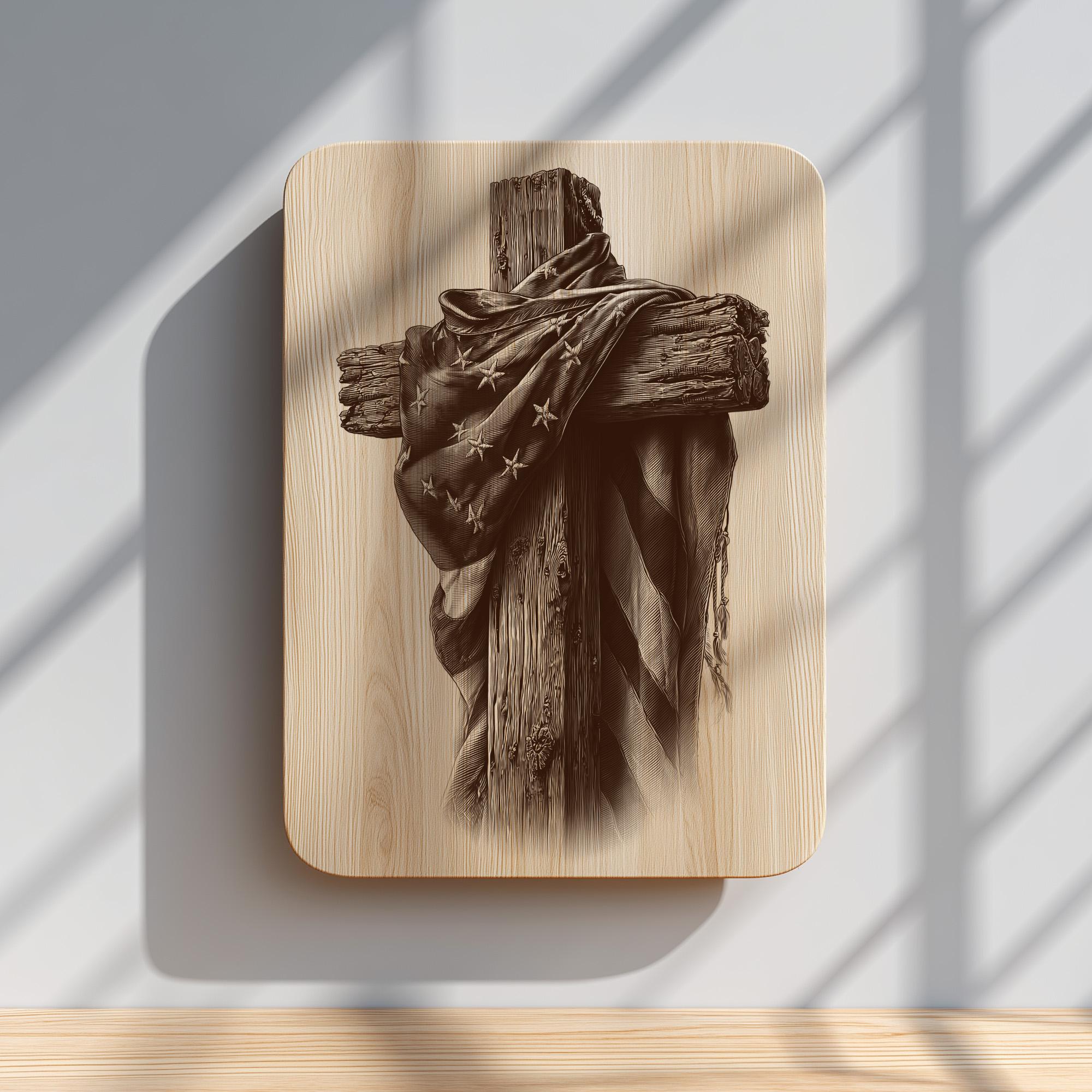 Faith and Freedom Cross Engraving PNG | Rustic Patriotic Cross Laser ...