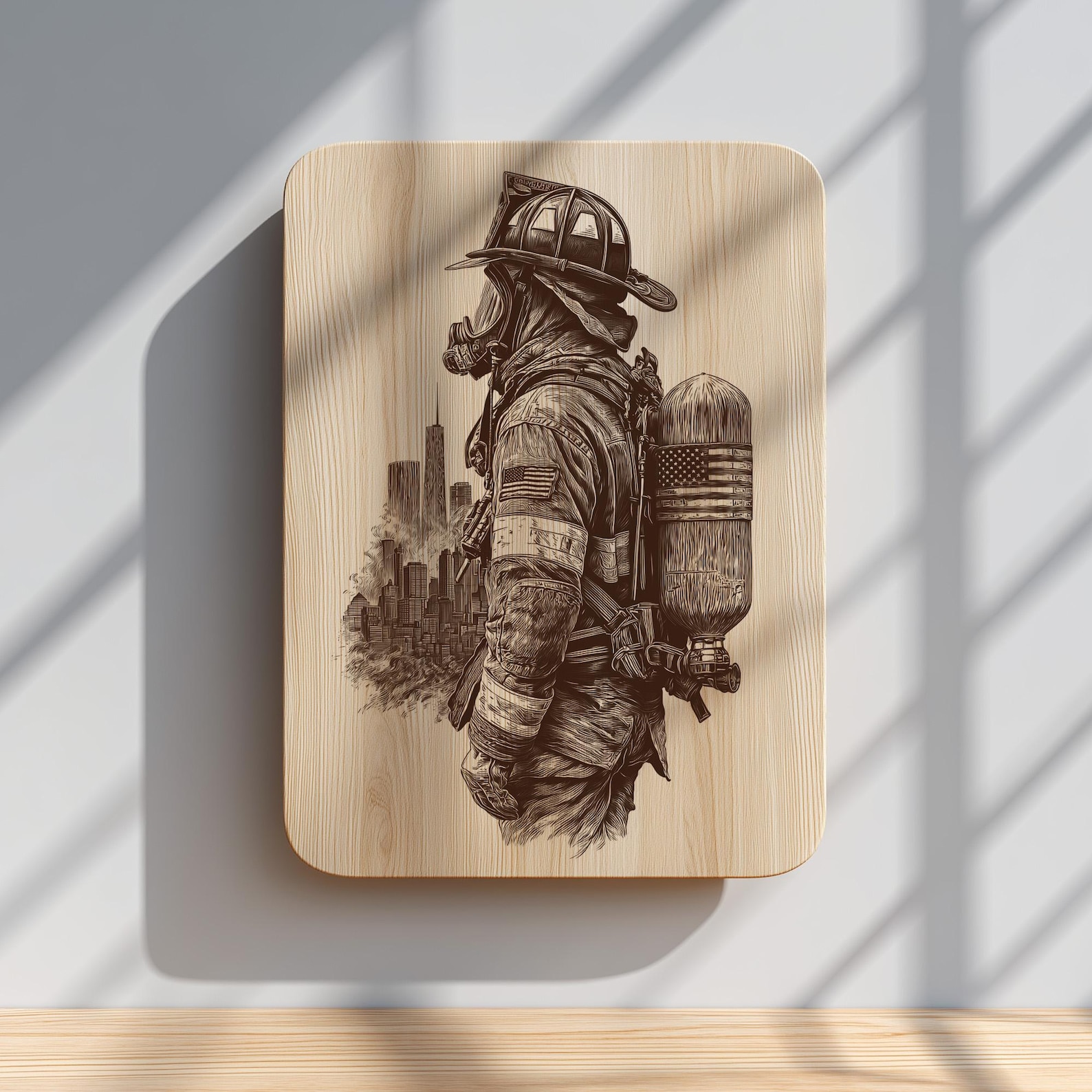 Firefighter City Tribute Engraving PNG | Urban Hero Fireman Art | First ...