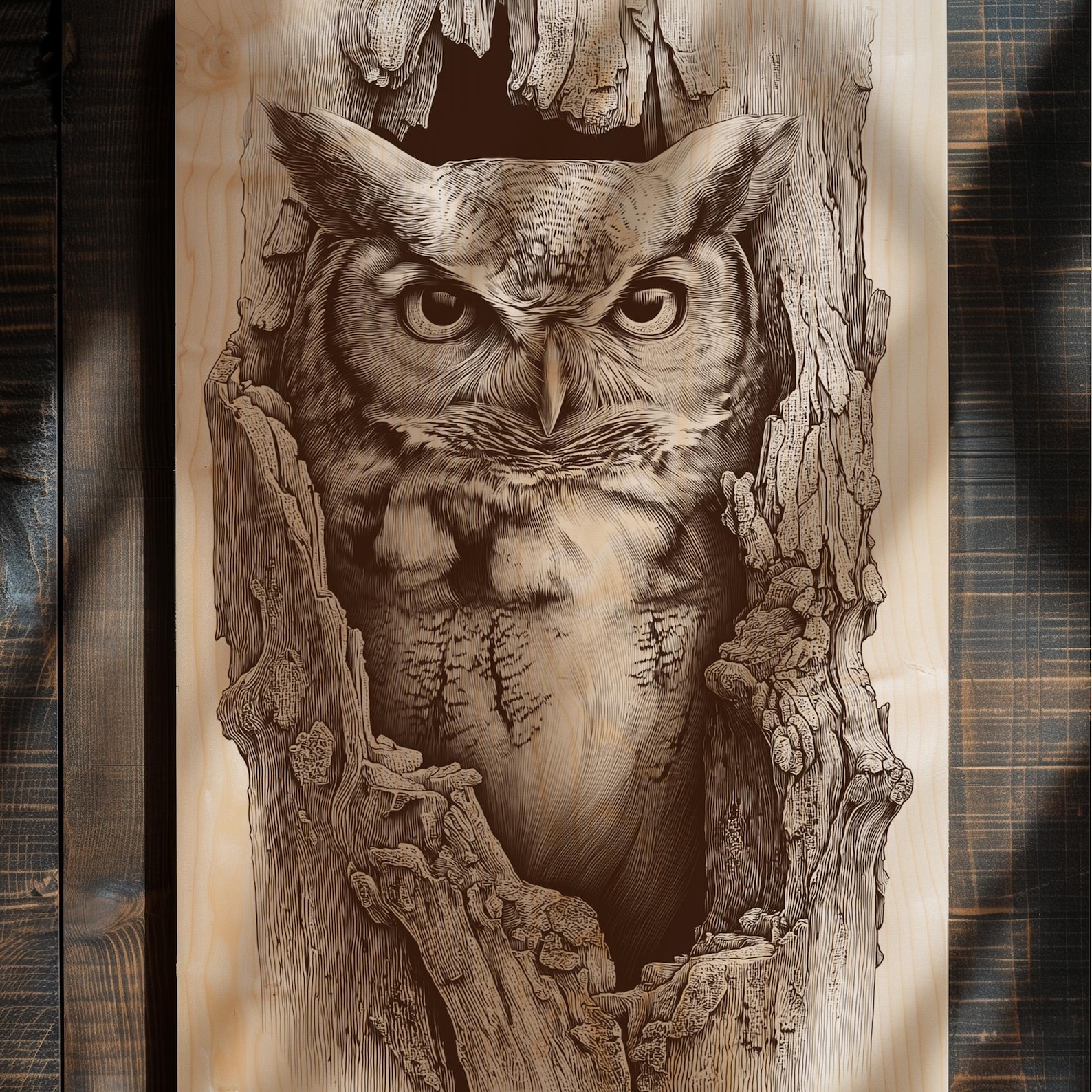 Majestic Owl Engraving PNG | Rustic Woodcut Wildlife Art | Digital File ...