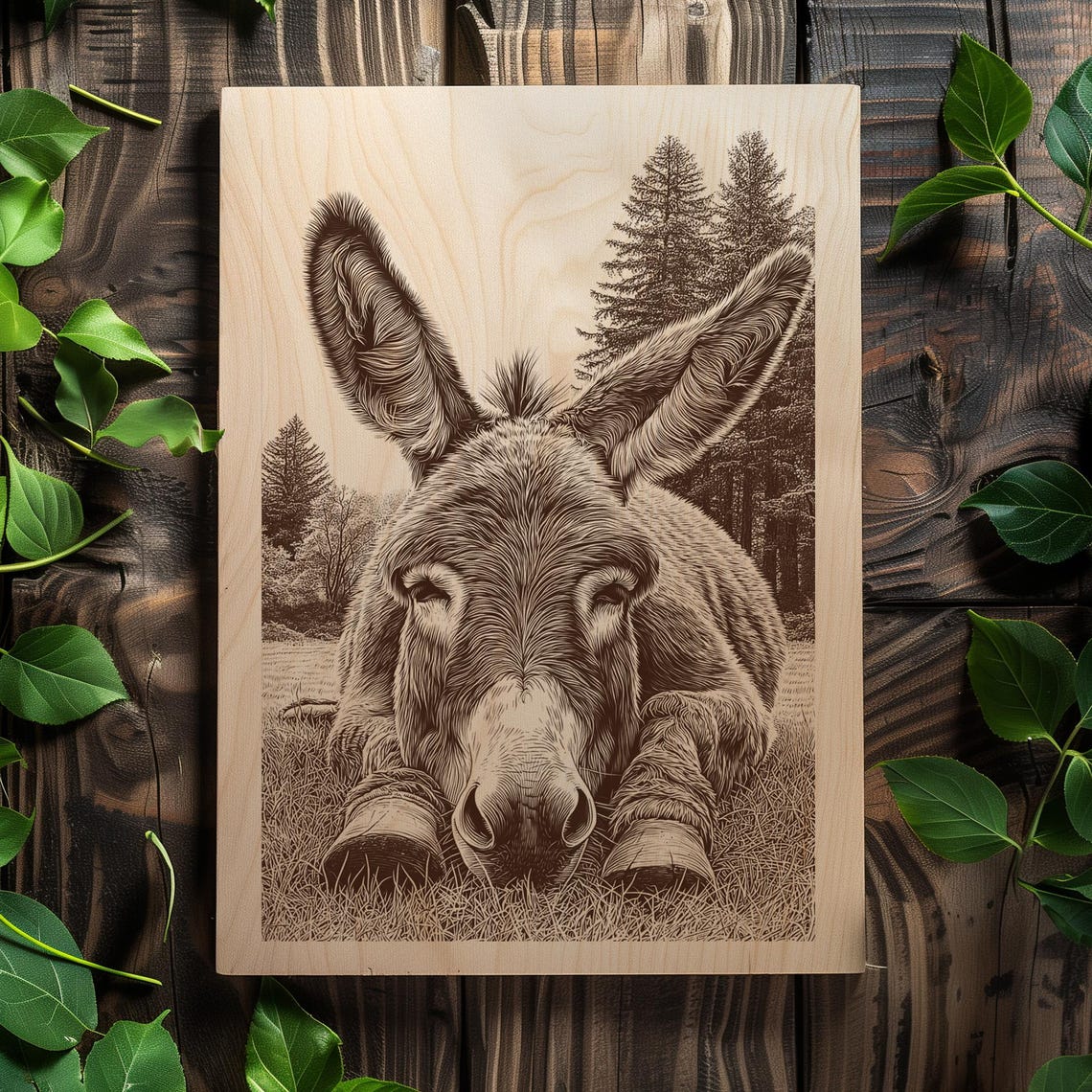 Funny Donkey Wood Engraving PNG | Lazy Farm Animal Rustic Laser File ...