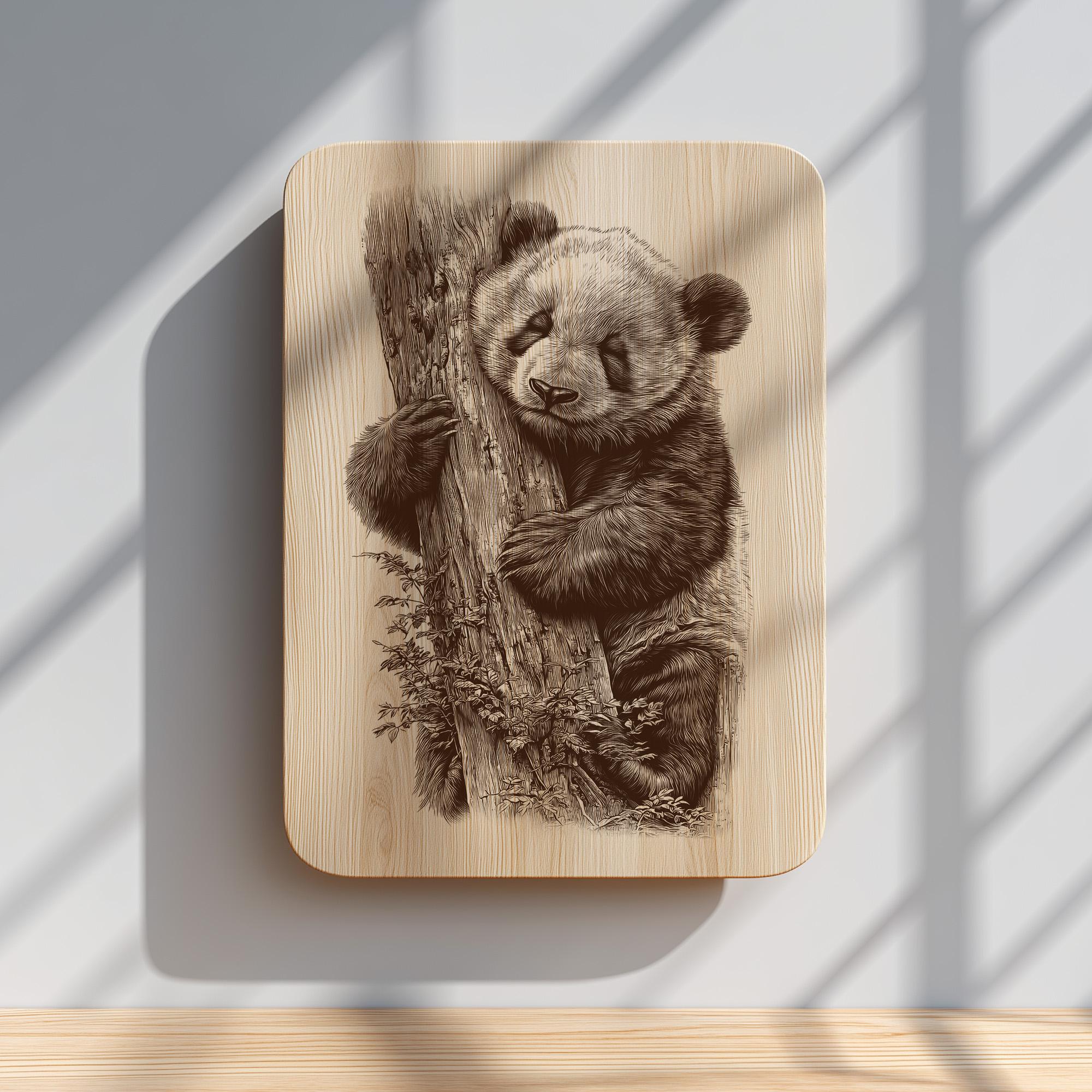 Cute Panda Rustic Engraving PNG | Cute Animal Line Art for CNC ...