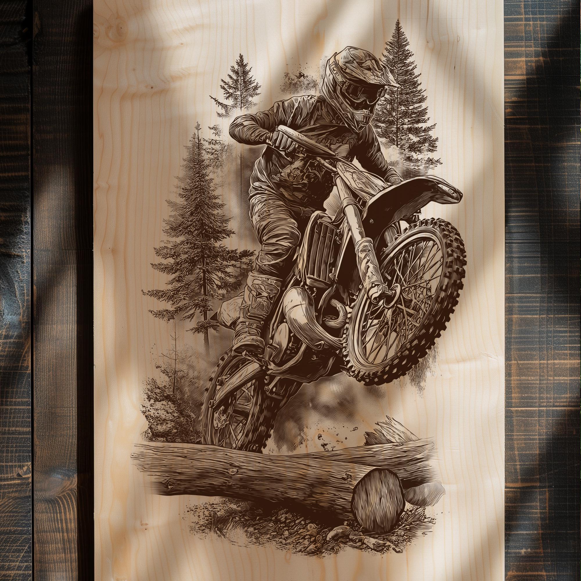 Motocross Rider Wood Engraving PNG | Extreme Sports CNC File | Dirt ...