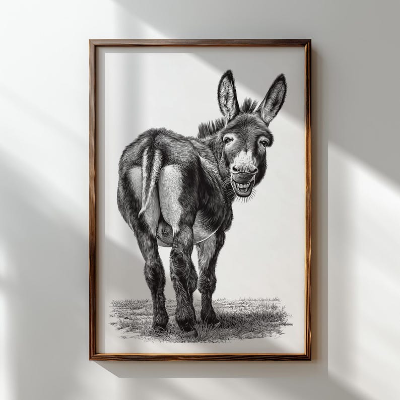 Funny Donkey Backside Engraving PNG | Rustic Farmhouse Humor Art ...