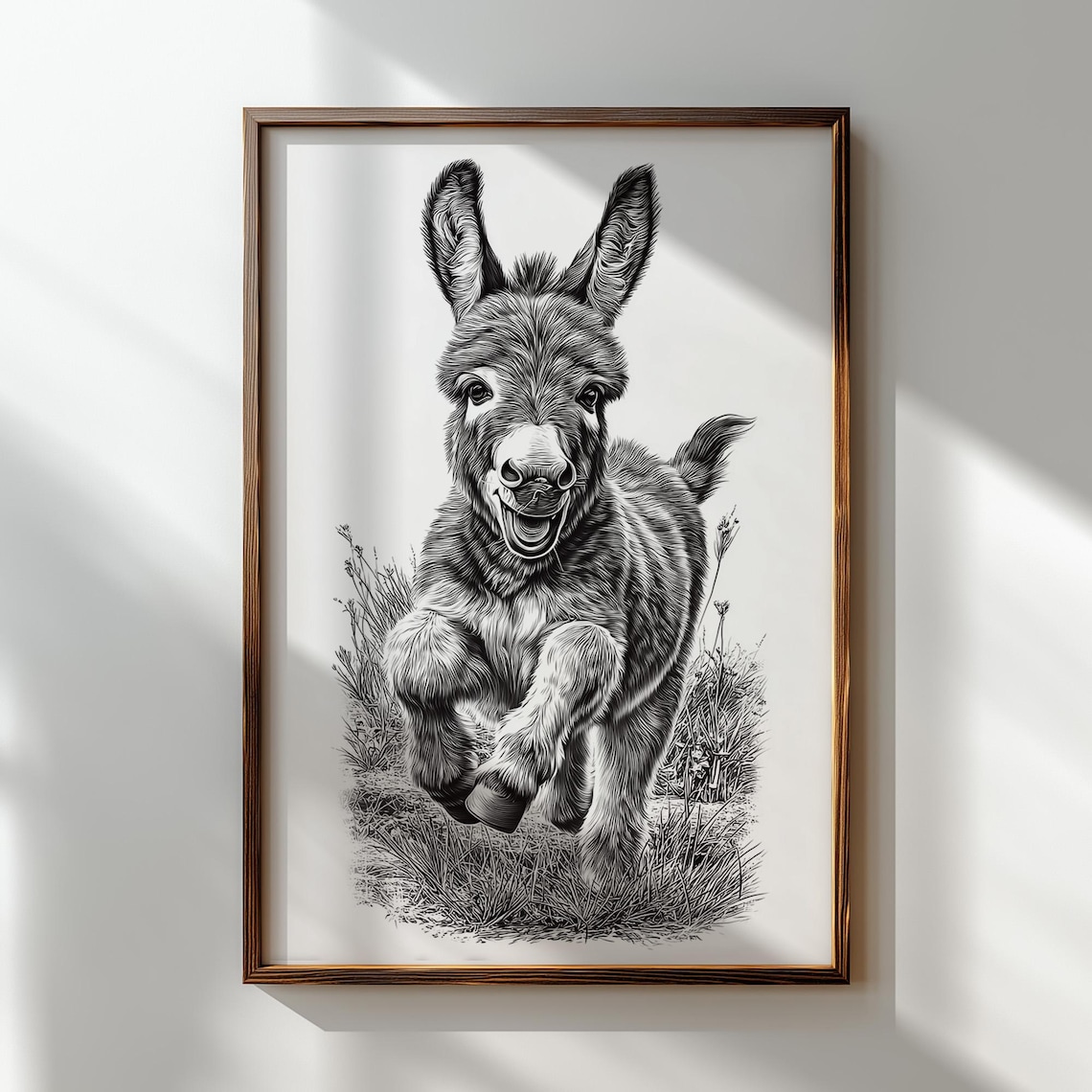 Baby Donkey Wood Engraving PNG | Rustic Farm Animal Line Art | High ...