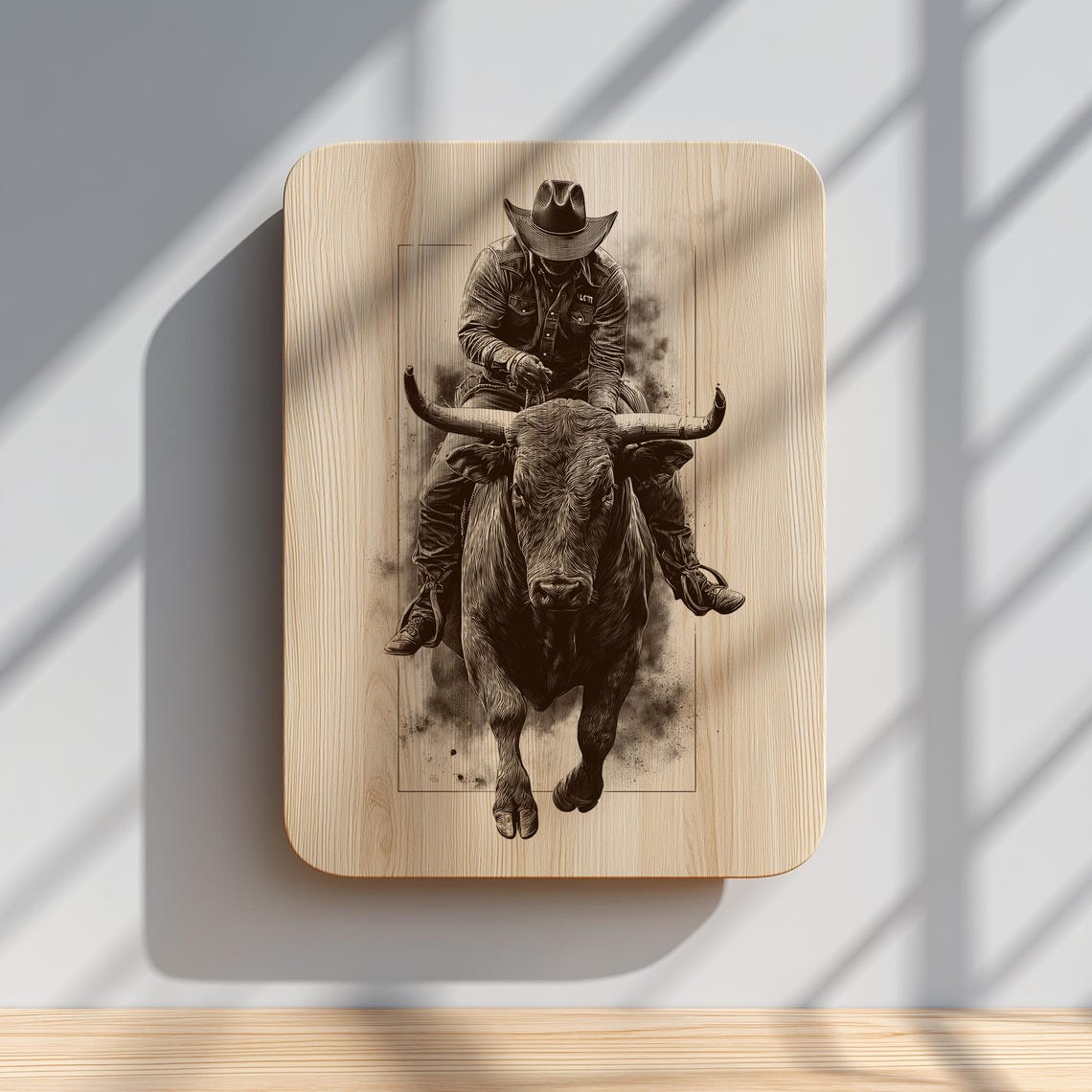 Cowboy Bull Rider Engraving PNG | Rodeo Cowboy Laser Engraving File ...