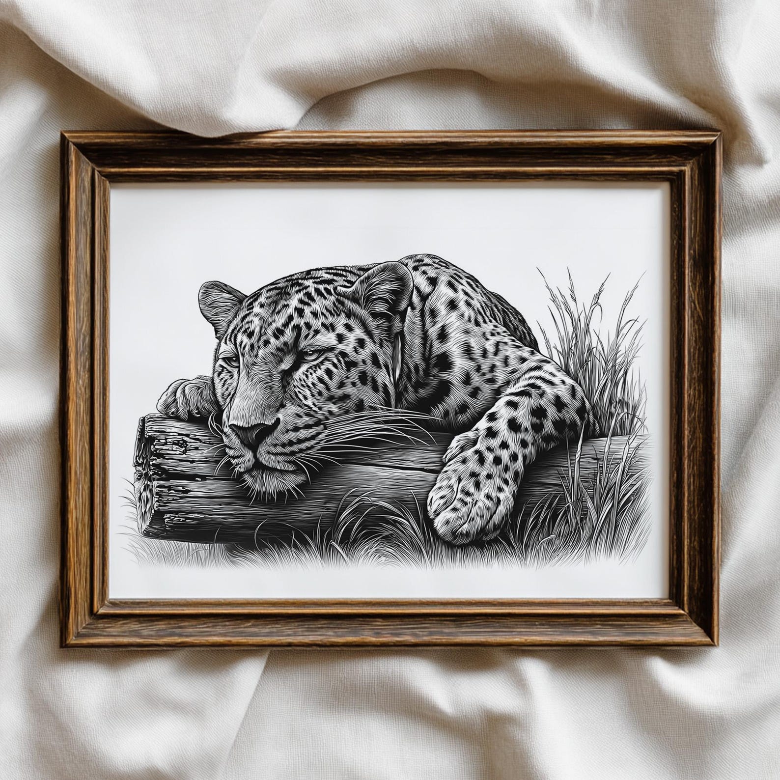 Resting Leopard Engraving PNG | Wildlife Wood Art | Jungle Predator ...