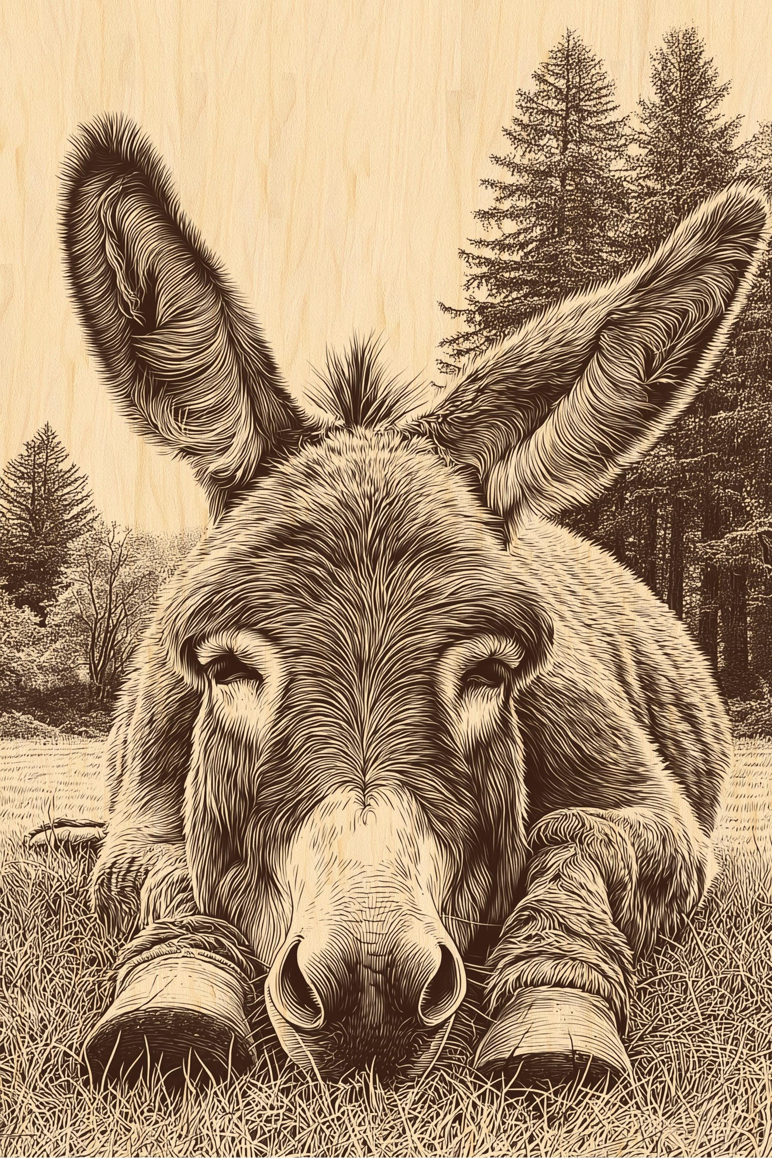 Funny Donkey Wood Engraving PNG | Lazy Farm Animal Rustic Laser File ...