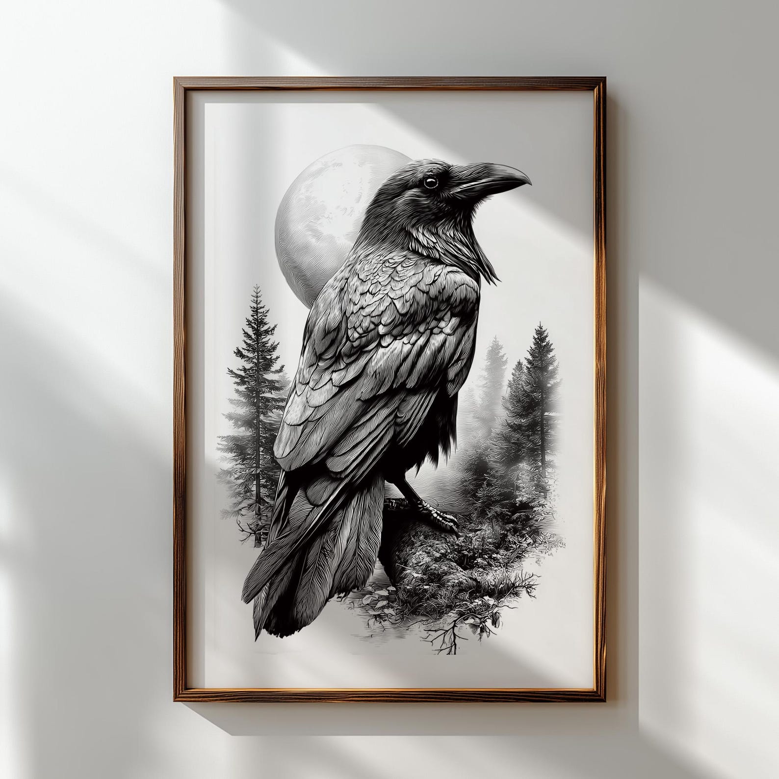 Raven Engraving PNG | Mystic Bird Double Exposure Laser Engraving File ...