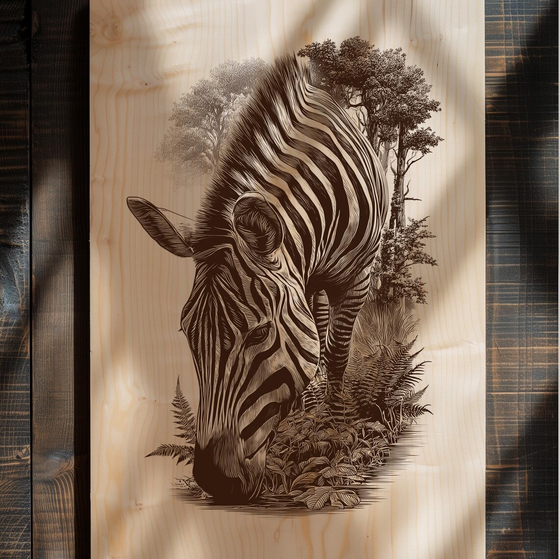 Zebra Wood Engraving PNG | Wildlife Safari Laser Engraving File ...