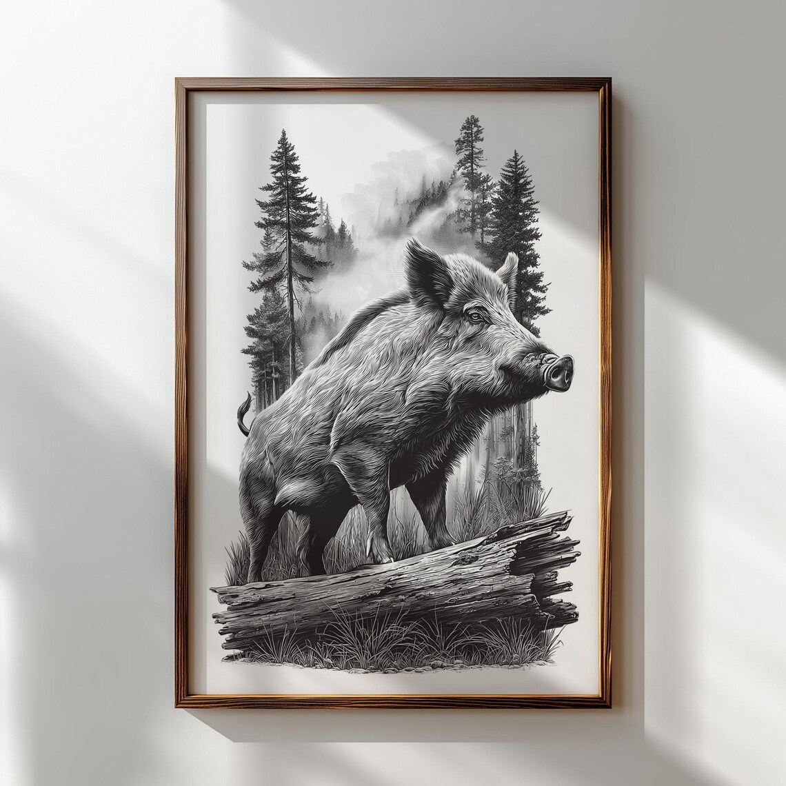 Wild Boar Wood Engraving PNG | Rustic Wildlife CNC File | Boar Laser ...