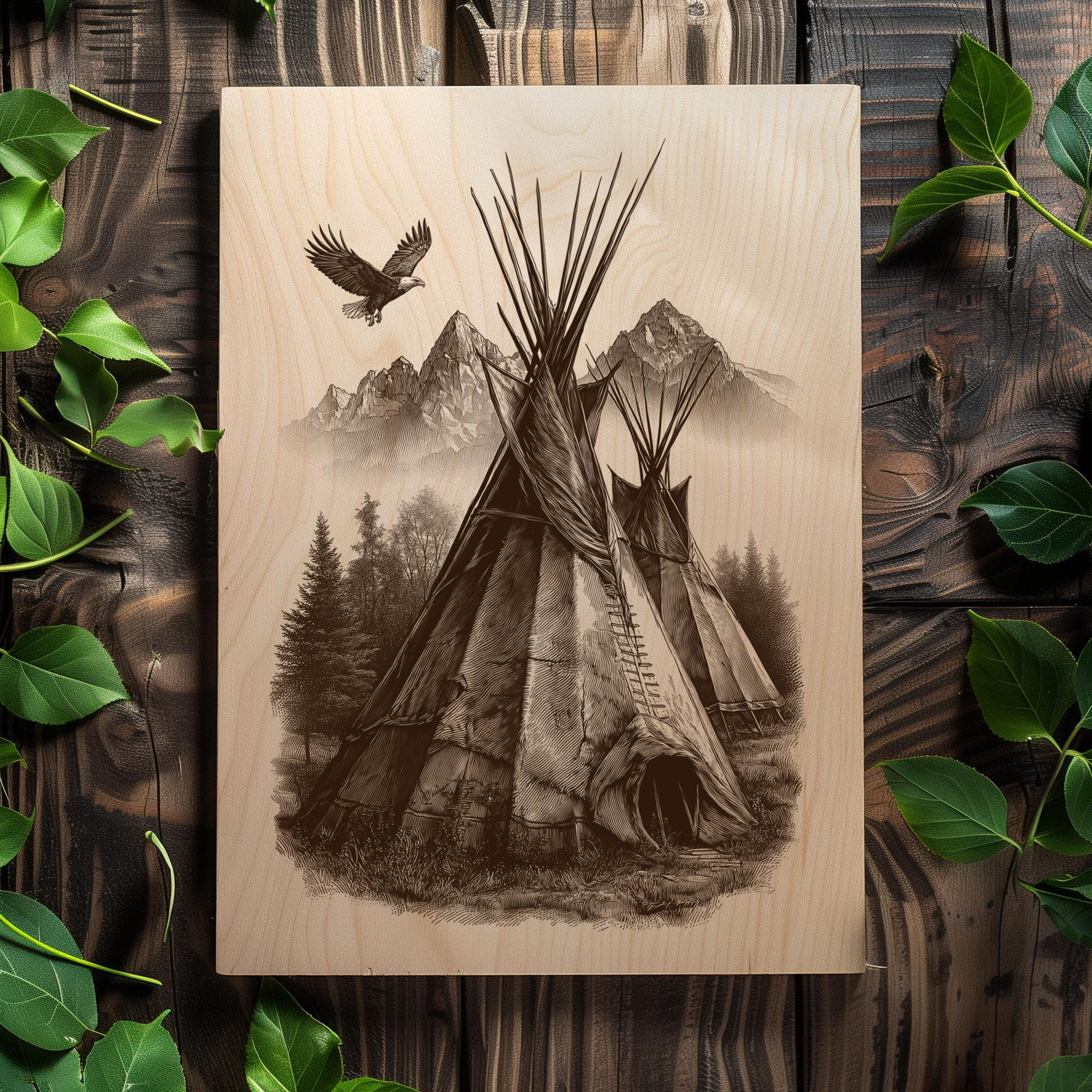 Tribal Tipi Teepee PNG | Native Spirit Engraving Art | Mountain Eagle ...