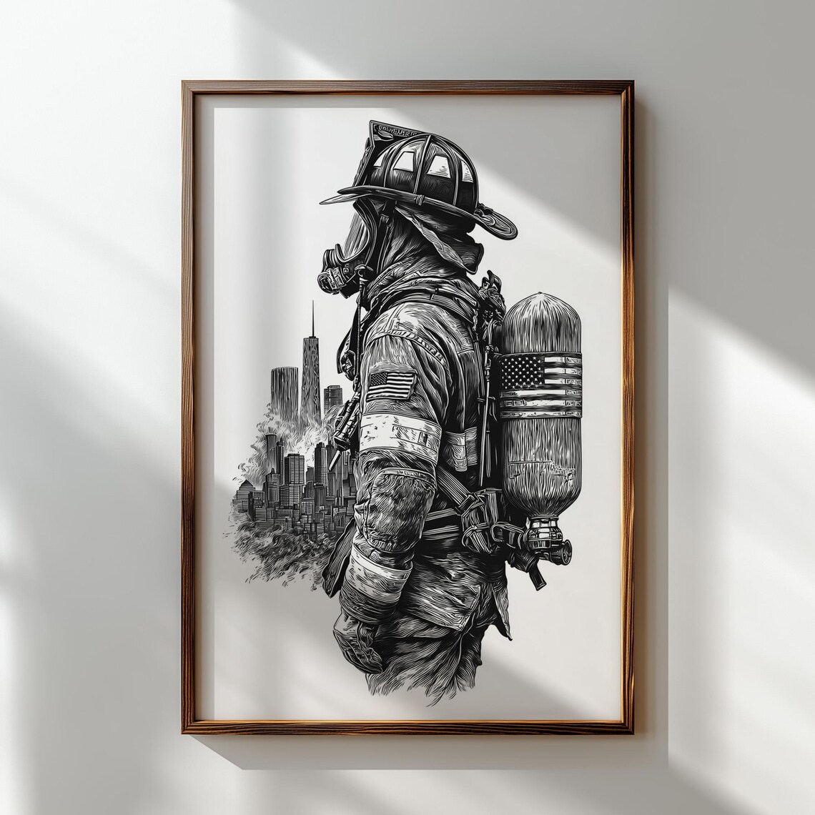 Firefighter City Tribute Engraving PNG | Urban Hero Fireman Art | First ...