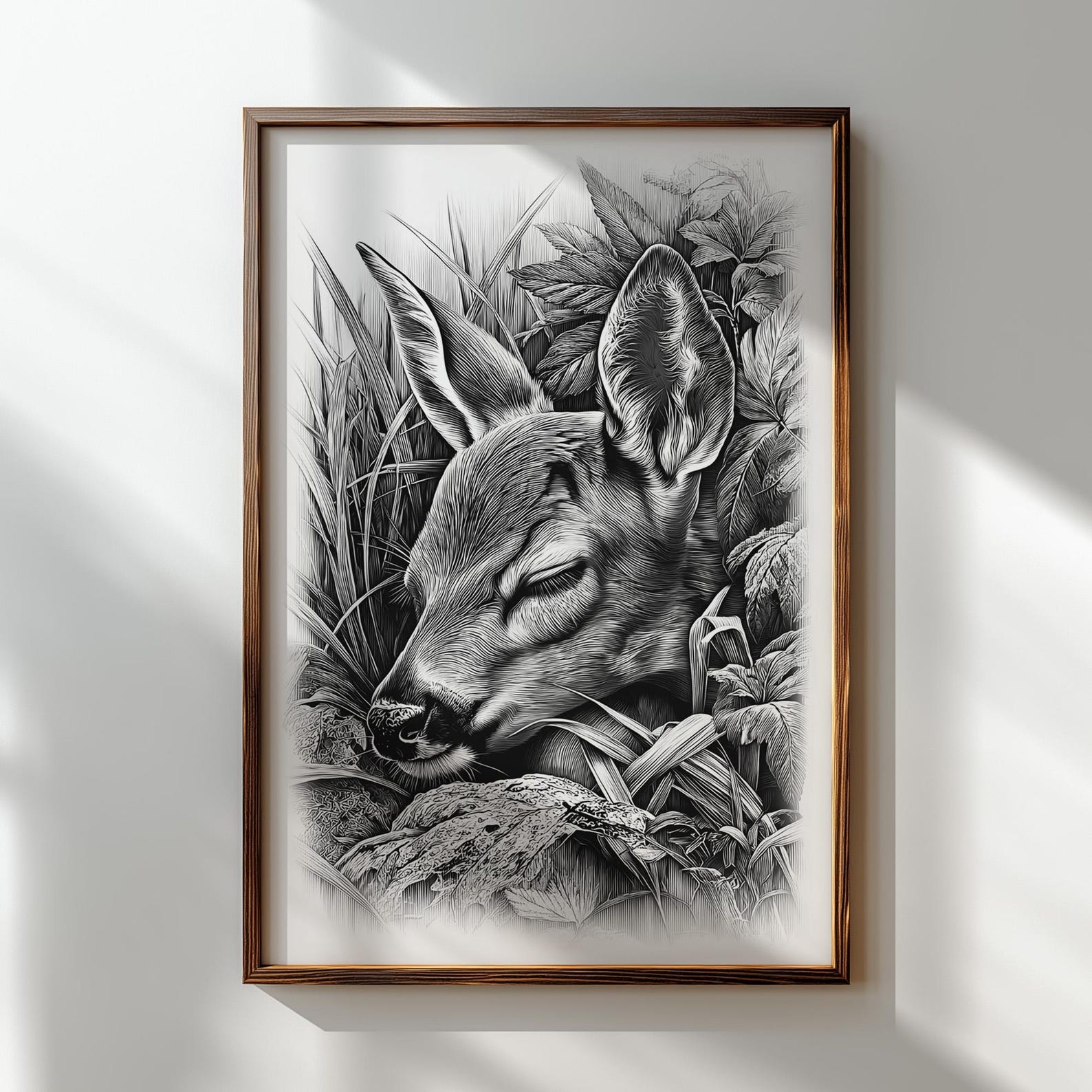 Sleeping Fawn Engraving PNG | Woodland Deer Wood Art | Rustic Wildlife ...