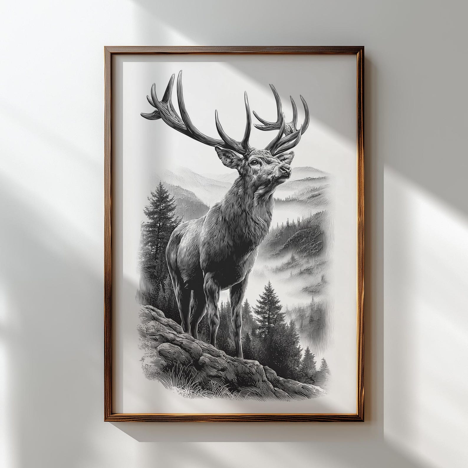 Majestic Elk Engraving PNG – Wild Deer Woodland Laser Engraving File ...