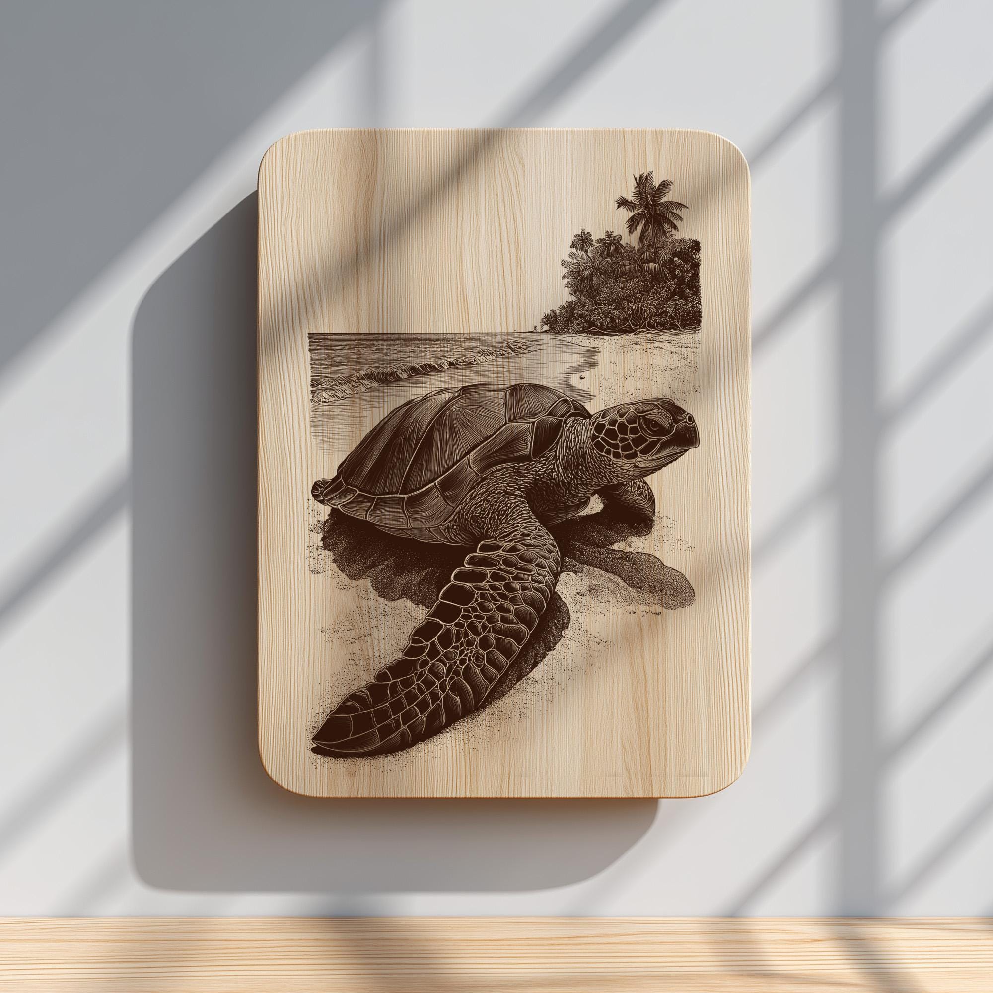 Sea Turtle Wood Engraving PNG | Vintage Turtle Beach Art | Laser & Wood ...