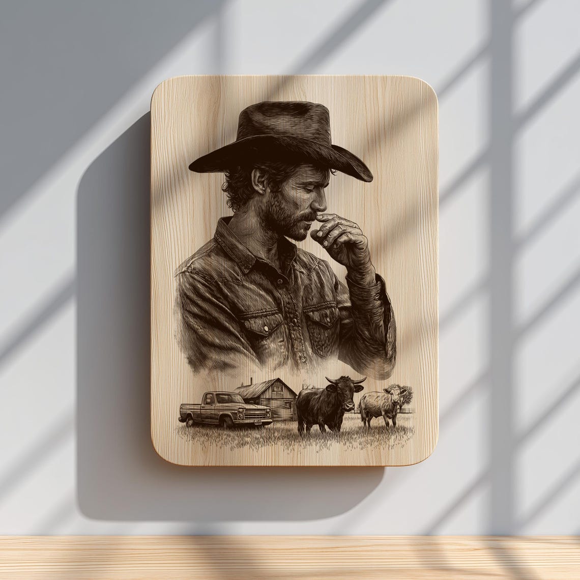 Cowboy Engraving PNG | Rustic Farmer Art | Western Heritage Laser ...