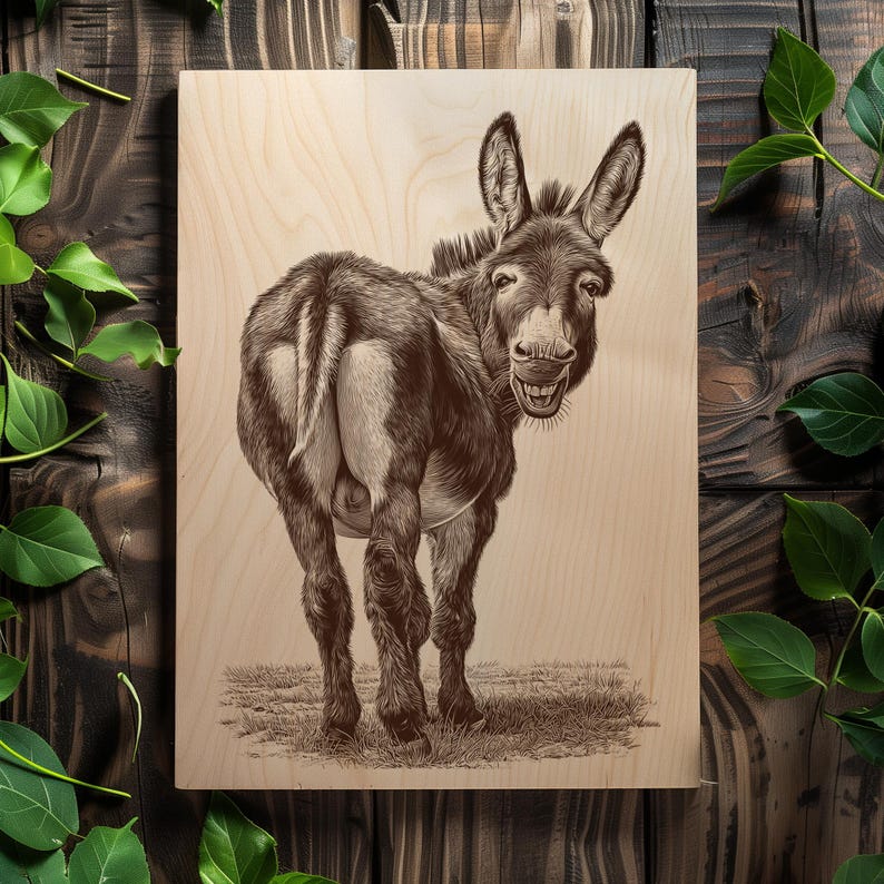 Funny Donkey Backside Engraving PNG | Rustic Farmhouse Humor Art ...