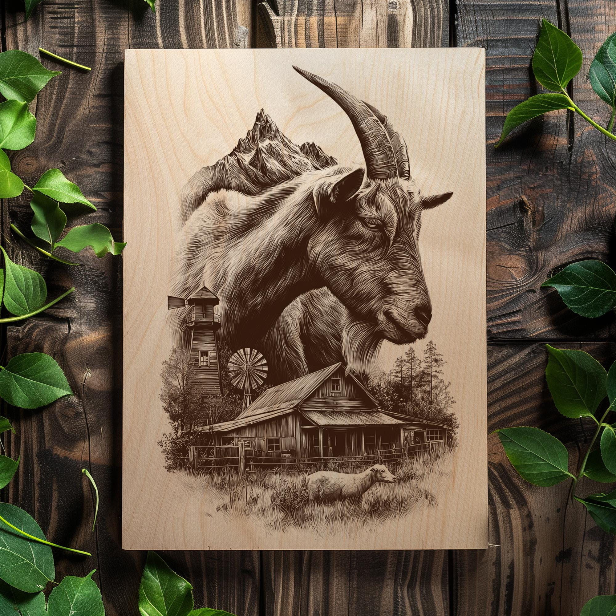 Mountain Goat Engraving PNG | Rustic Farm Laser Art | Wildlife ...
