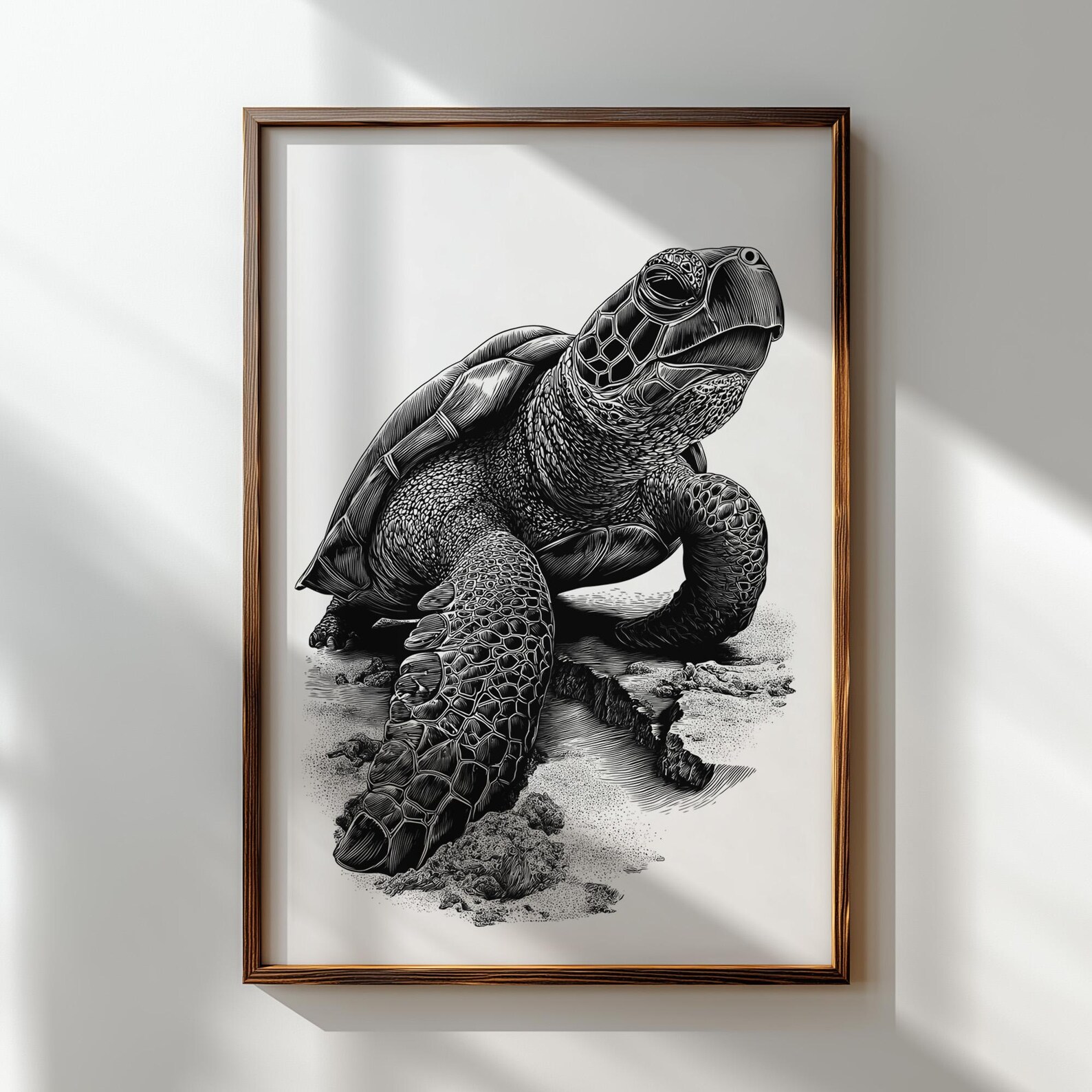 Giant Turtle Wood Engraving PNG | Vintage Sea Tortoise Laser Art ...