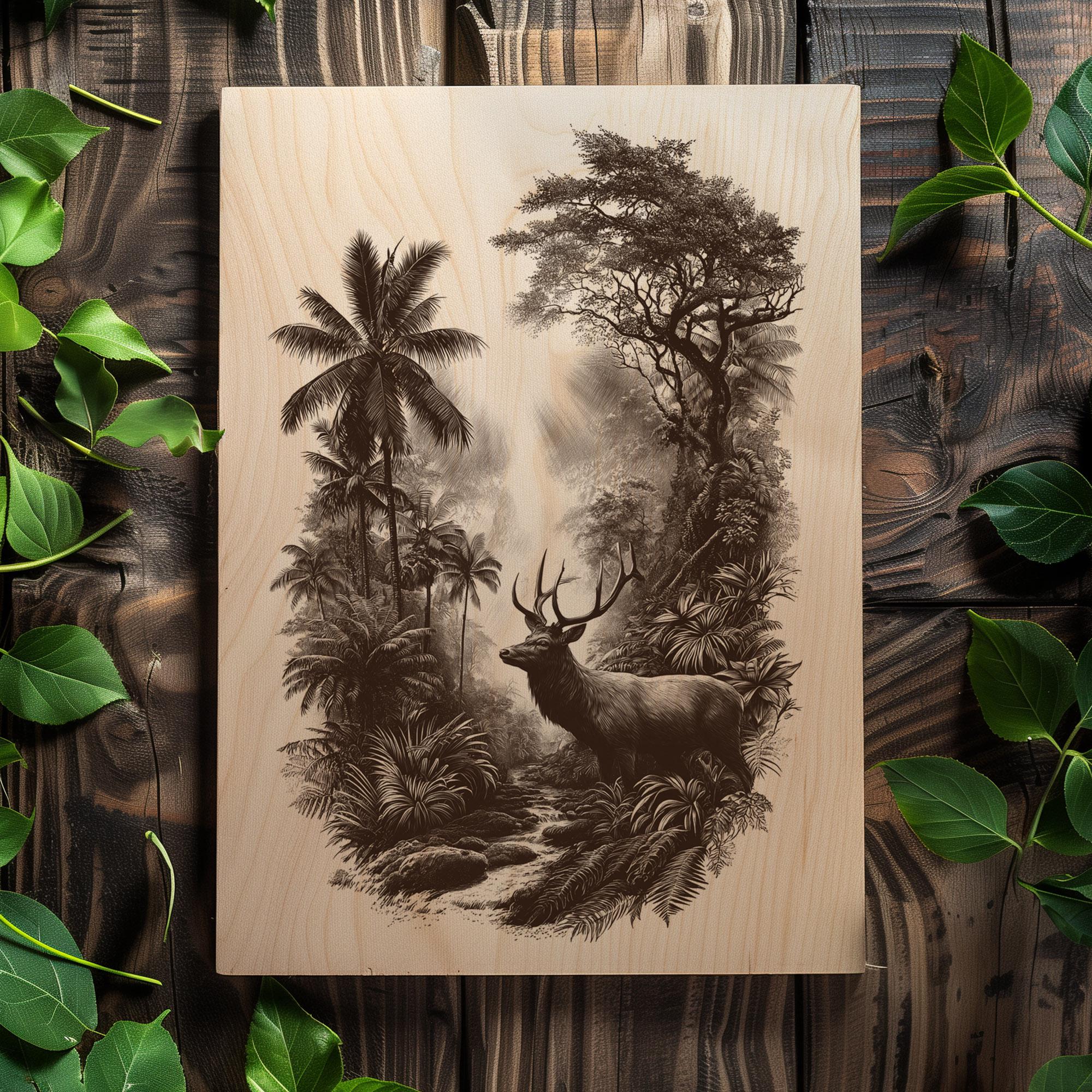 Tropical Stag in Jungle Stream PNG | Exotic Wildlife Forest Scene for ...