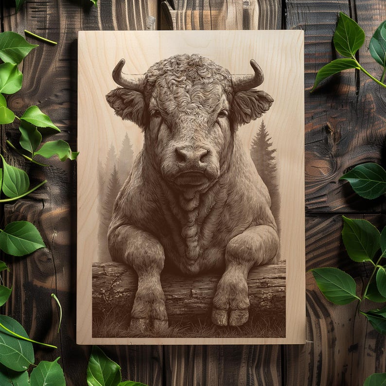 Resting Bull Engraving PNG | Powerful Western Animal Design | Rustic ...