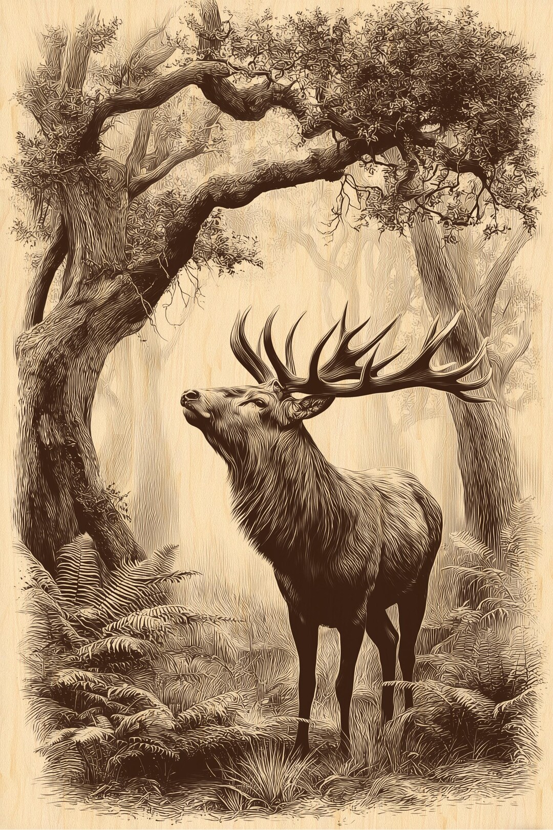 Majestic Stag Forest Engraving PNG | Deer Laser Engraving File | Rustic ...