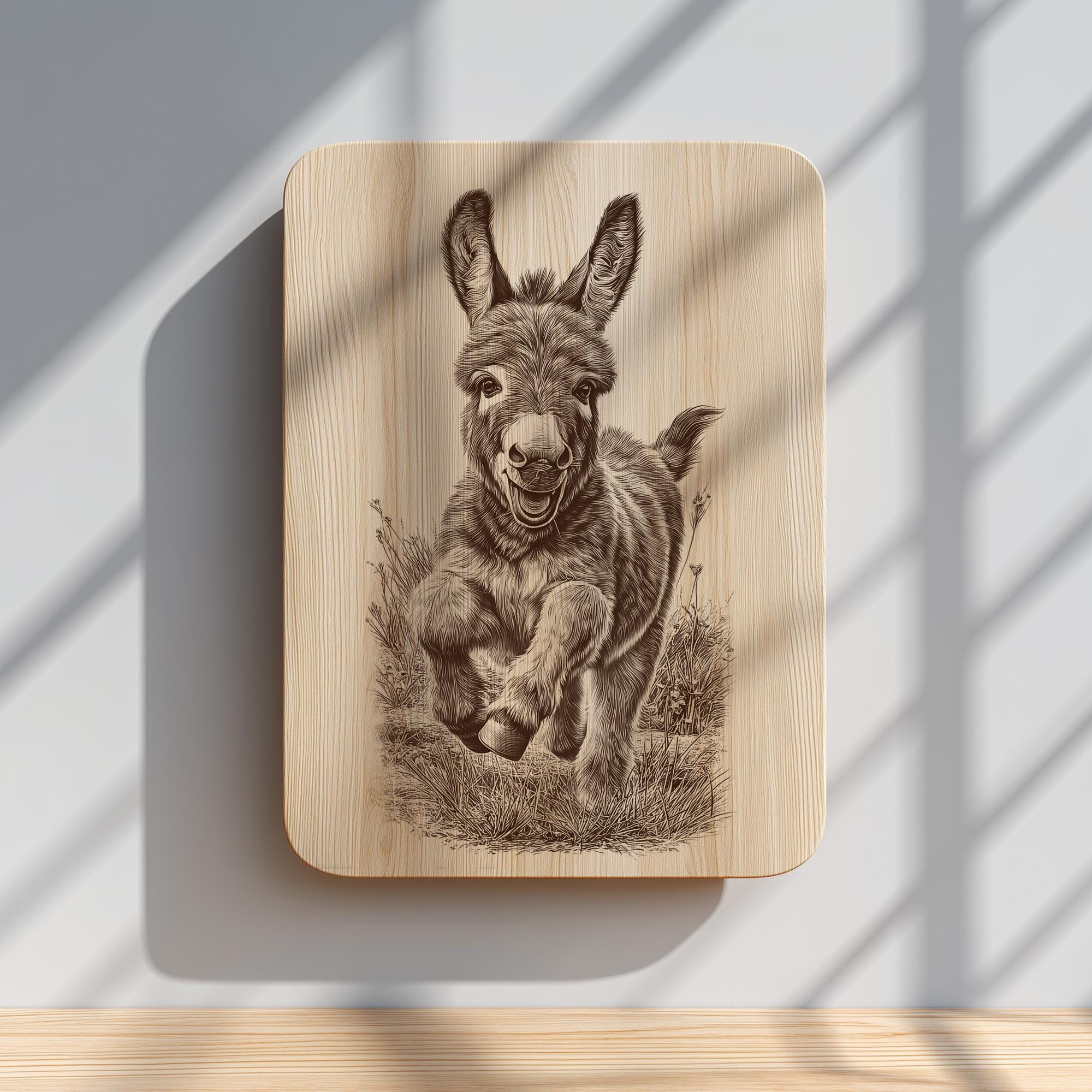 Baby Donkey Wood Engraving PNG | Rustic Farm Animal Line Art | High ...