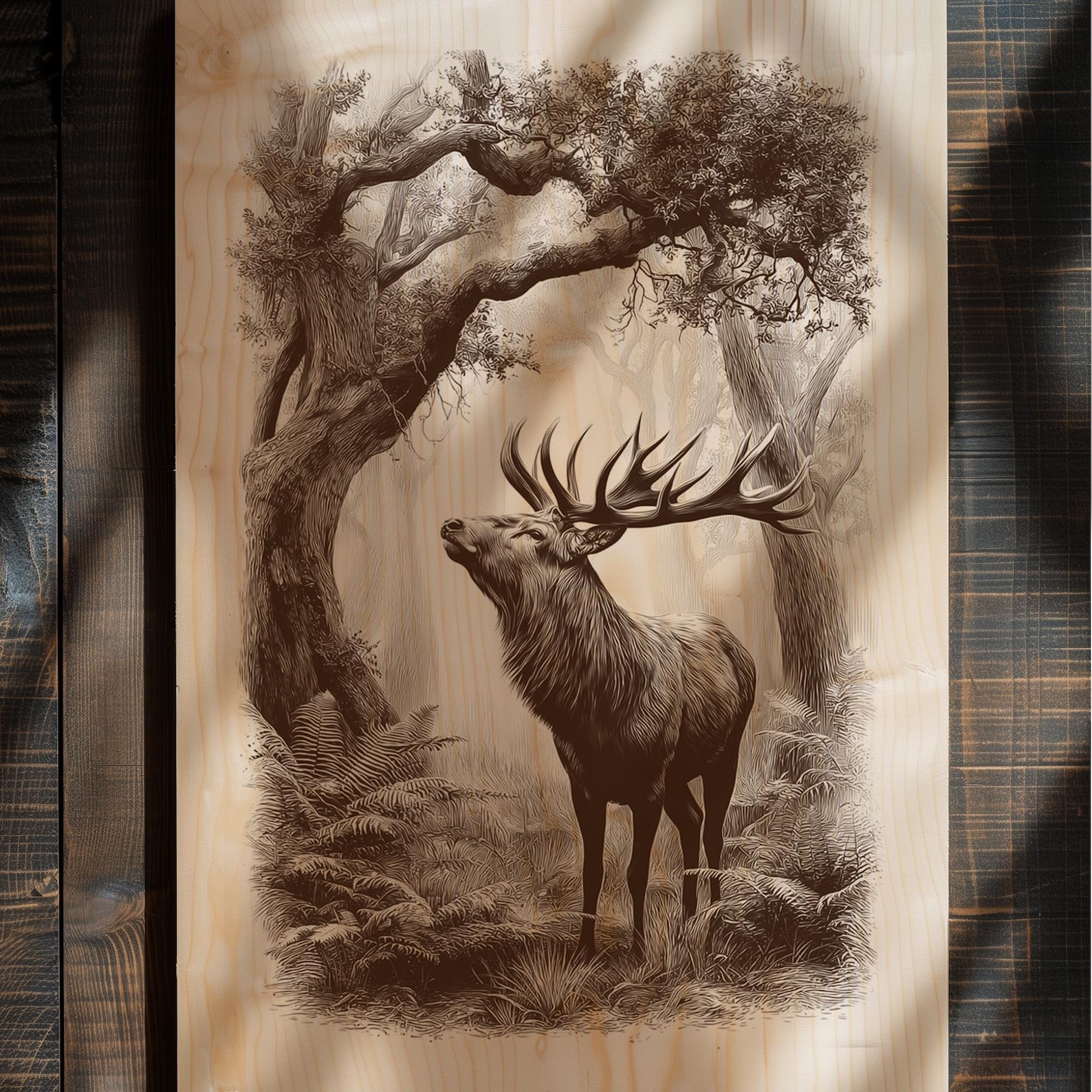 Majestic Stag Forest Engraving PNG | Deer Laser Engraving File | Rustic ...