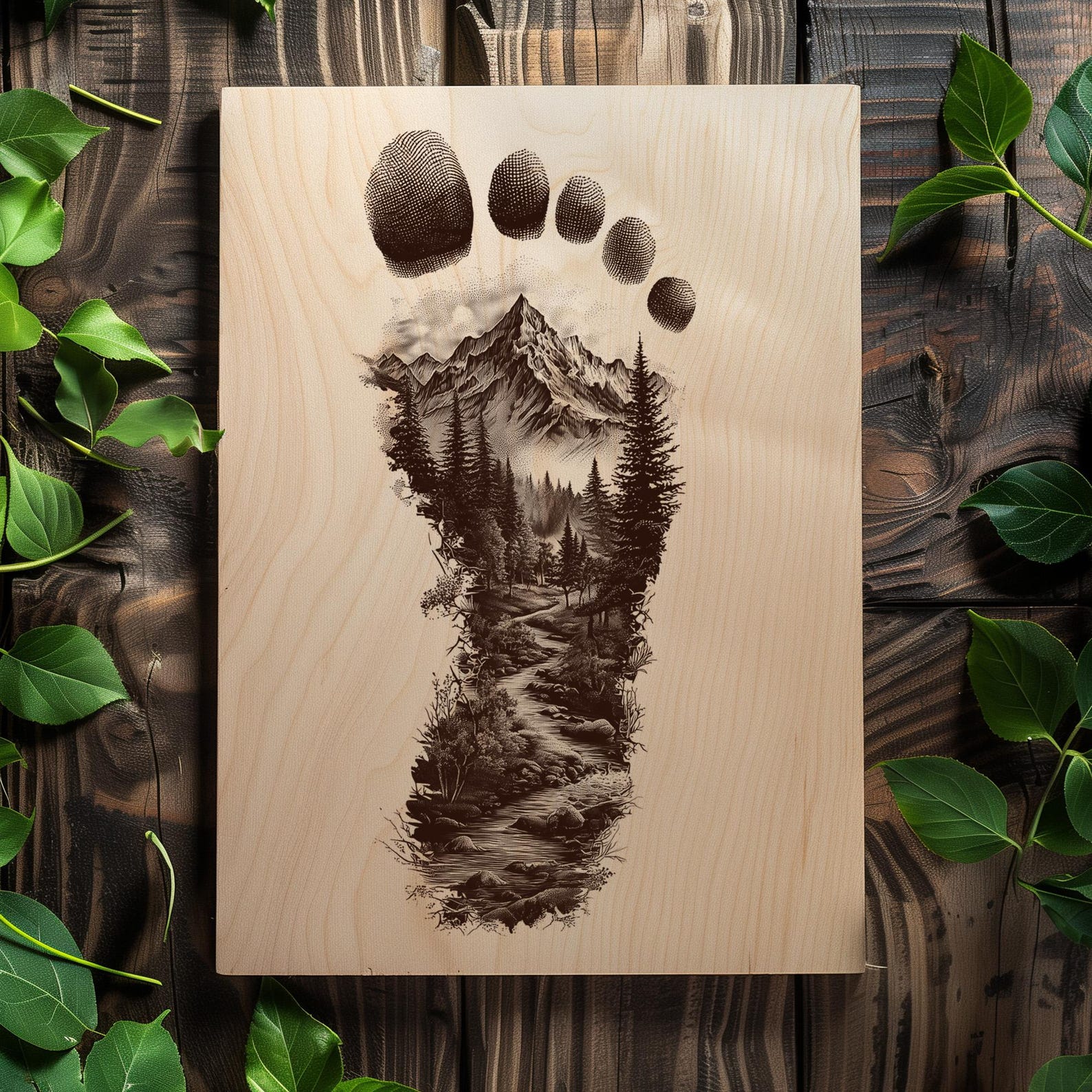 Nature Footprint Engraving PNG | Mountain Forest Trail Clipart ...