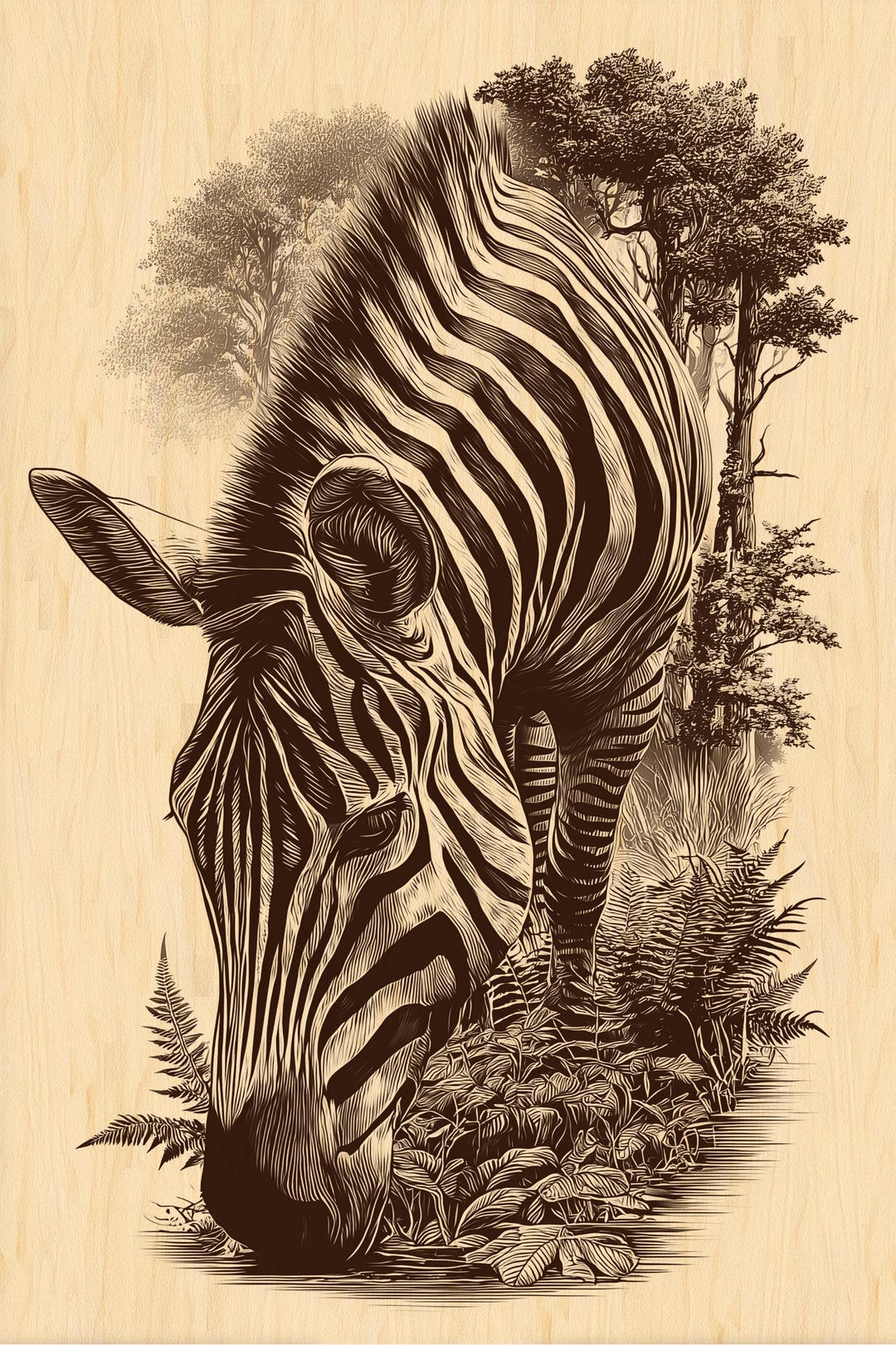 Zebra Wood Engraving PNG | Wildlife Safari Laser Engraving File ...