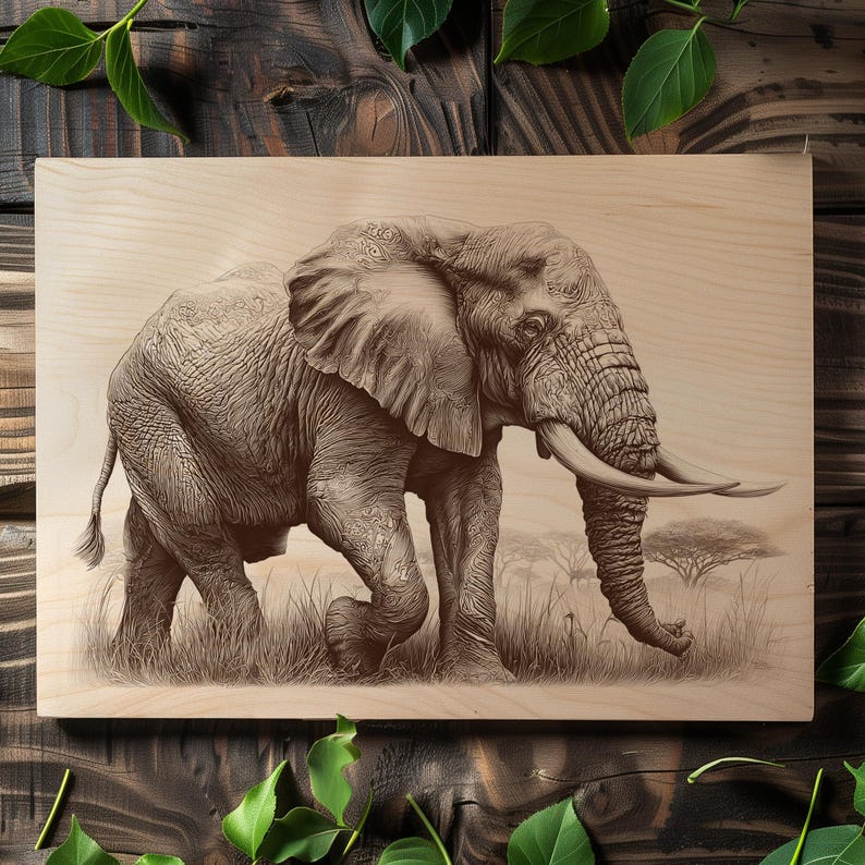 Elephant Wood Engraving PNG, African Elephant Line Art, Safari Wildlife ...